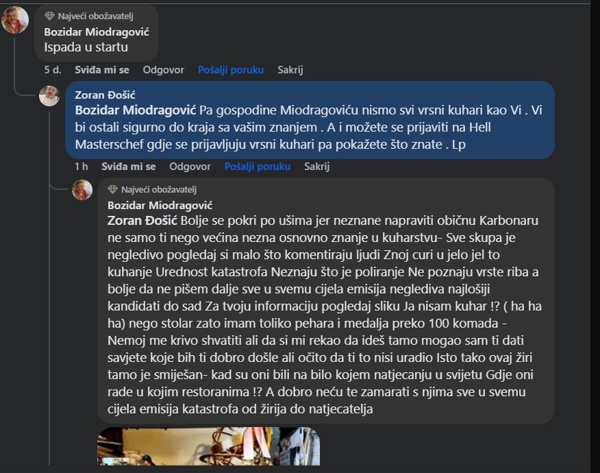 Božo popljuvao kolegu koji obožava kuhati: Pokrij se po ušima, ne znaš ...